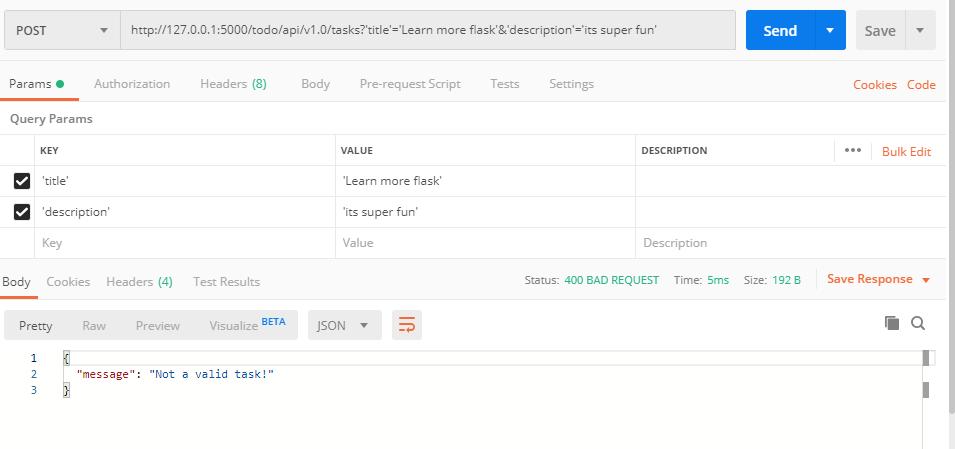 Flask Rest Api 在 Post 上返回 400pythonmangs Python