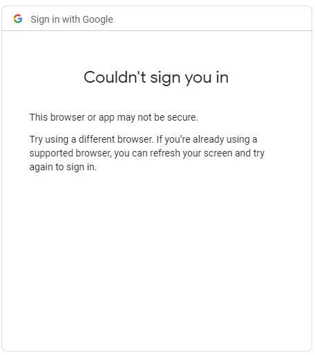 Automation Google login with python and selenium shows ""This browser or app may be not secure ...