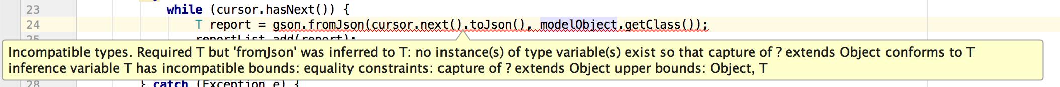 不兼容的类型:推理变量 T 具有不兼容的边界等式约束:capture#1 of ?扩展 java.lang.Object_rxjava_芒果数据-MongoDB