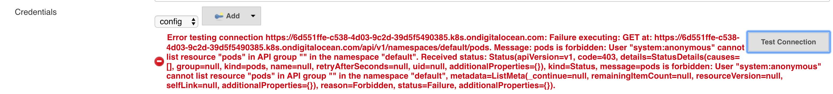 Kubernetes Jenkins Plugin Forbidden User System Anonymous Cannot List Resource Pods In