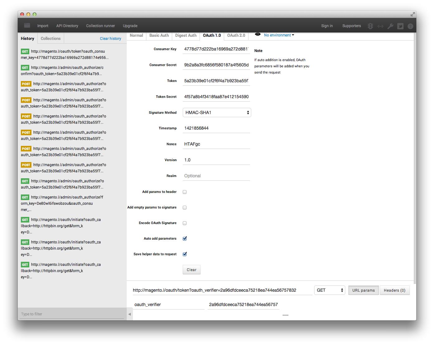 如何使用带有 Oauth 的 magento REST api 的 POSTMAN REST 客户端。如何获取 Token 和 Token Secret?_postman_neiro-CMS
