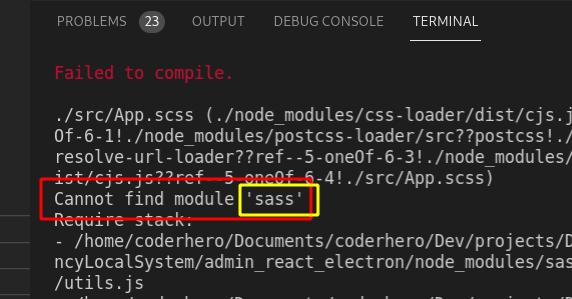 找不到模块 'sass'_reactjs_云O生-云原生