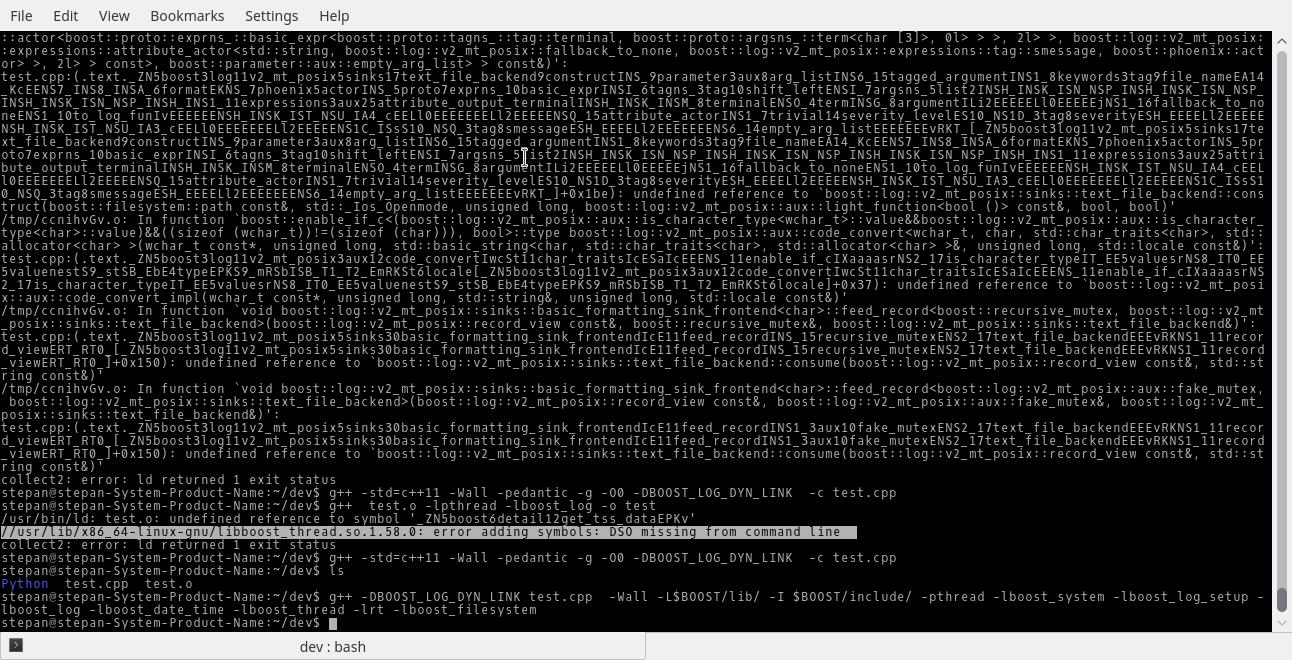 链接 boost 日志时出现链接器错误(未定义对 boost::log::v2_mt_posix::sinks 的引用)_ubuntu_ubentuer-Ubuntu