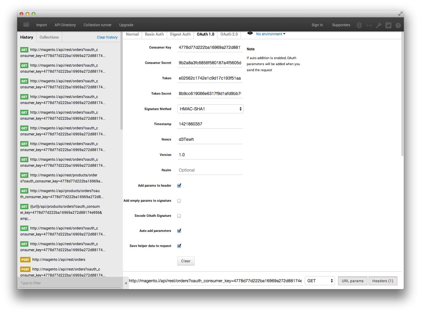 如何使用带有 Oauth 的 magento REST api 的 POSTMAN REST 客户端。如何获取 Token 和 Token Secret?_postman_neiro-CMS